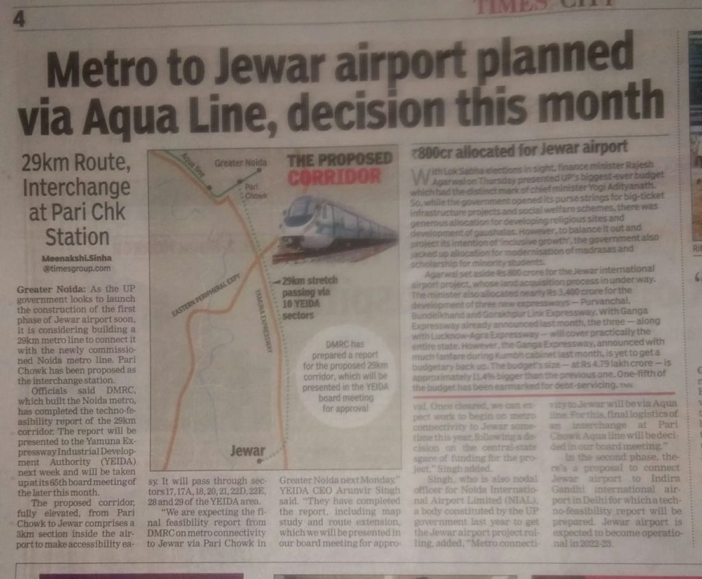 Proposed Jewar Metro to start from Pari Chowk, cross our project at ...